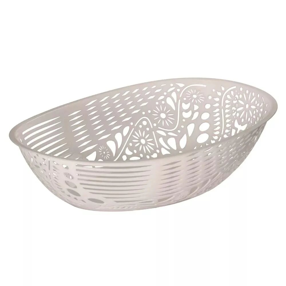 Сухарница Phibo овальная пластиковая 200х265х90мм, ажурный узор, разноцветный принт