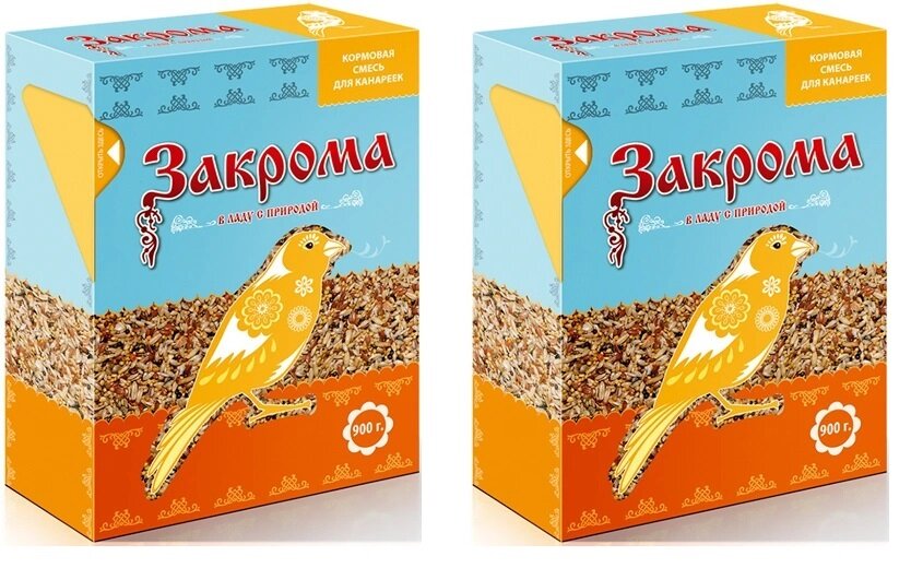 Корм сухой Закрома Кормовая смесь для канареек, упаковка 900г 2шт