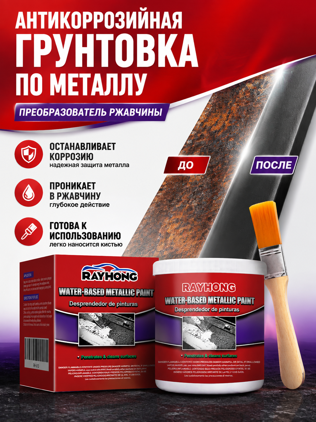 Антикоррозийная грунтовка по металлу, преобразователь ржавчины