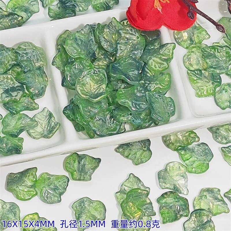 Стеклянные бусины-разделители gourd leaf 16 мм, ручной работы Зеленый, 5