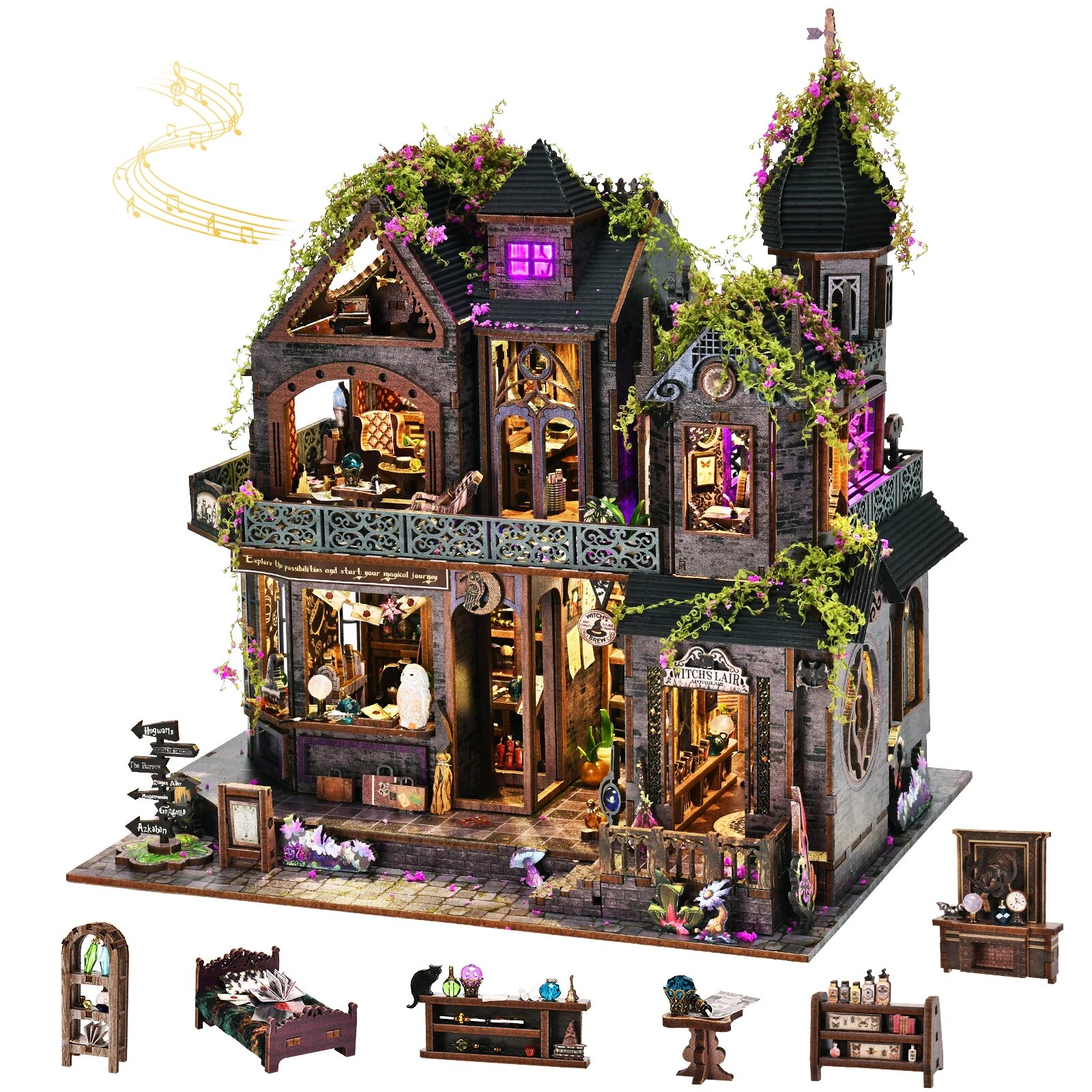 Деревянный кукольный домик Magic Castle Book Nook Kit