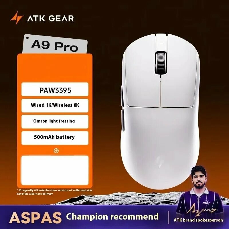 ATK A9 Игровая мышь A9/A9 SE/A9 Plus/A9 Pro/Ultra Беспроводная Тройной режим 8K 53g 800mAh Легкая игровая мышь для киберспорта