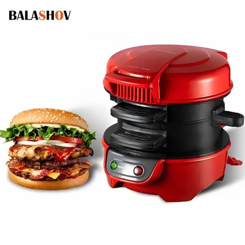 Аппарат для гамбургеров ХИТ! 600Вт, пластик, красный/белый, 200x130x140мм