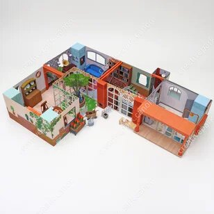 Набор 3D-модели дома 4 в 1 из картона для гостиной, кухни, ванной и спальни