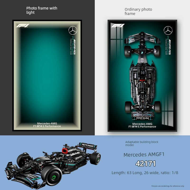 Фотообои Mercedes-AMG F1 Гоночный Рамка Градиент Зеркальная Отделка Без LED S-Класс 50x80см 3.5мм Алюминиевая Рамка