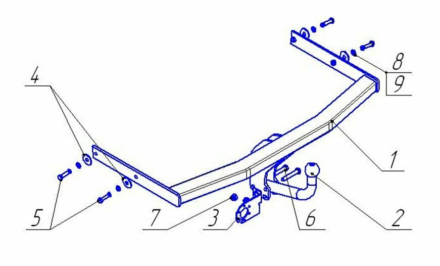 Фаркоп для Skoda Fabia хетчбек 2004-2014 Тип шара: A. Нагрузки: 1000/75 кг, SK 05