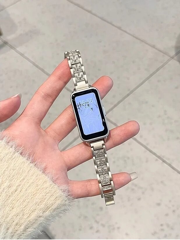 Металлический ремешок для Huawei Band 8 / 9, Huawei Band 10, со стразами, металлический браслет