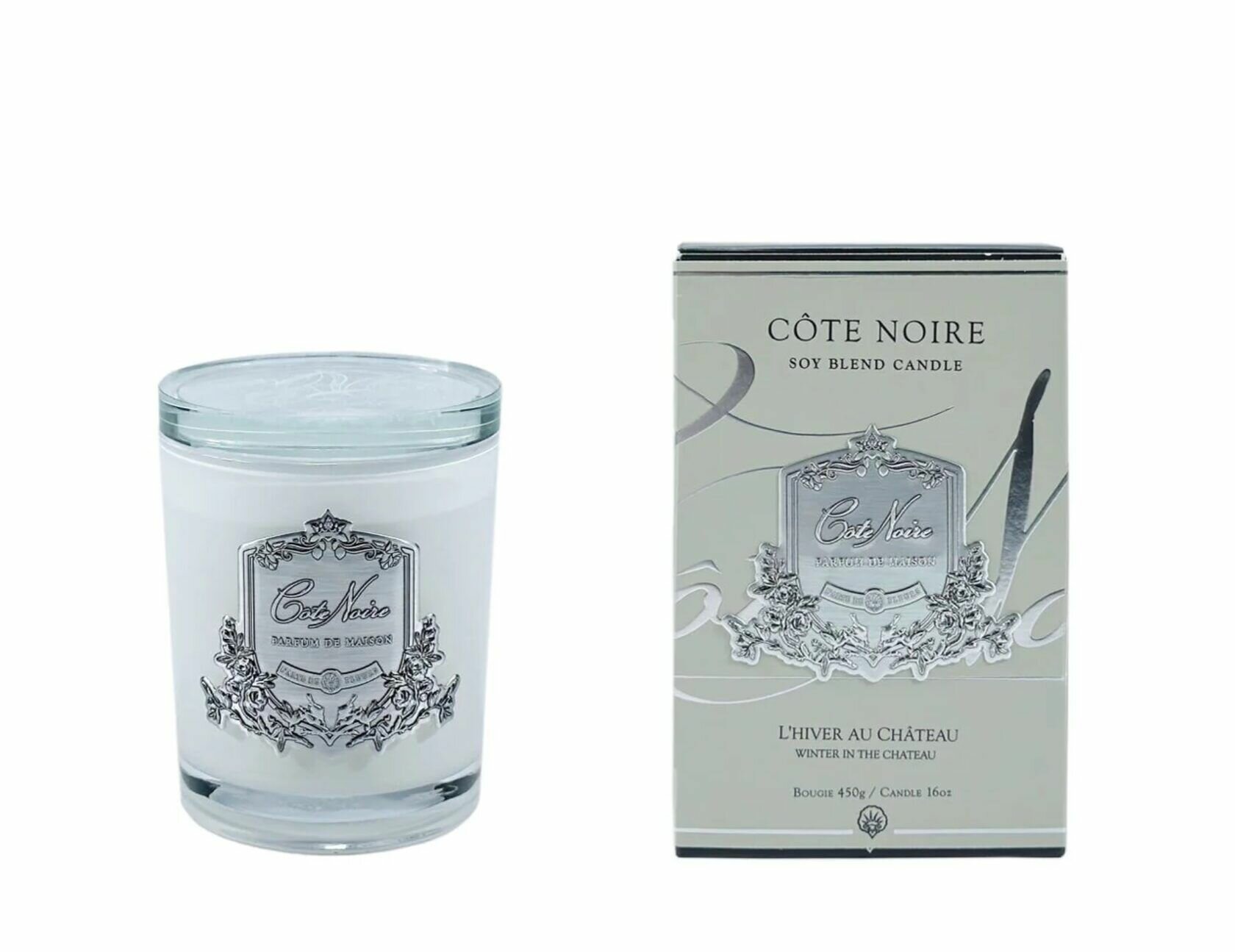 Свеча COTE NOIRE L'HIVER AU CHATEAU 450 гр , соевый воск, время горения 100 ч
