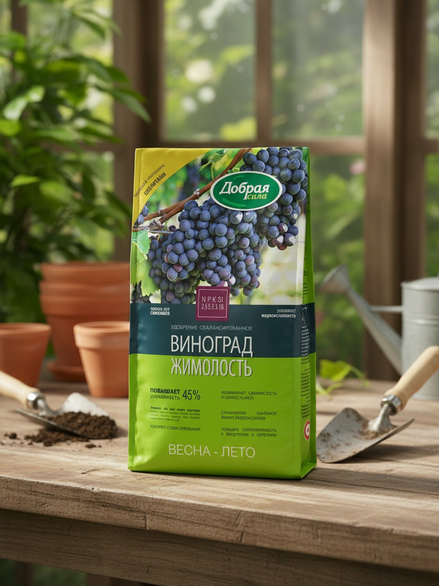 Удобрение Добрая сила Виноград-Жимолость 900 г, комплексная минеральная подкормка для роста и повышения урожайности