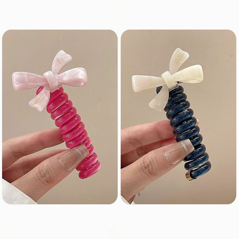 Весенне-летний милый инструмент для укладки волос с бантиком и эффектом пузырьковой косы, женская новинка 2026 года, высококачественная резинка для волос в виде телефонного провода.