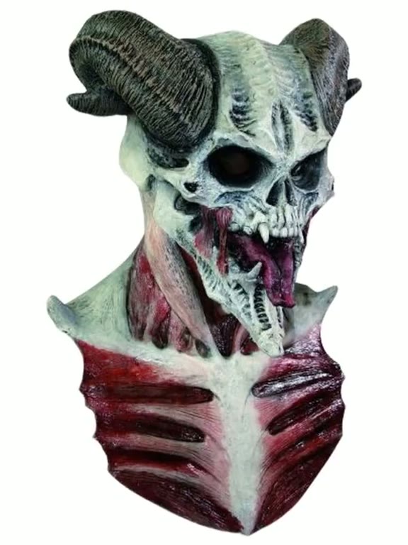 Маска Ghoulish "Череп Дьявола", материал - резина, цвет серый — фото 1