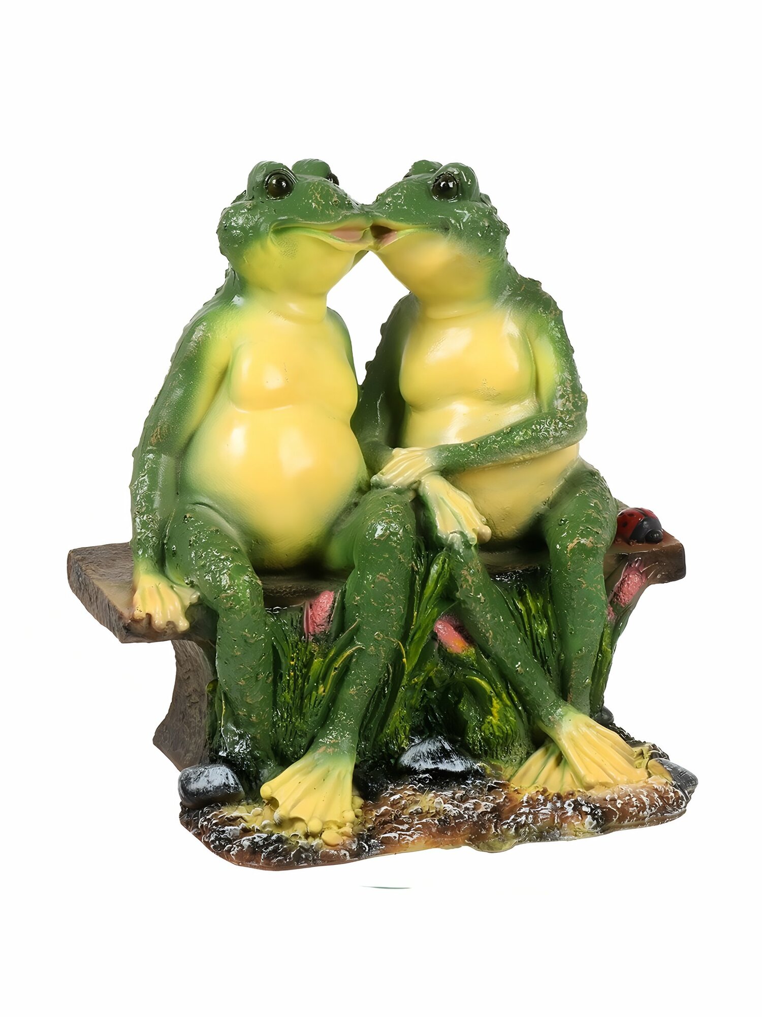 Садовая фигурка Лягушки на лавочке, 32 см, полистоун, Россия