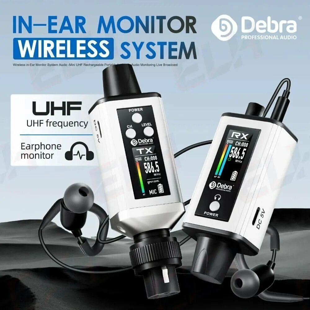 Debra Audio EMX-1: UHF Наушники Мониторные Беспроводные Система IEM, 16 Настраиваемых Частот, С Дисплеем