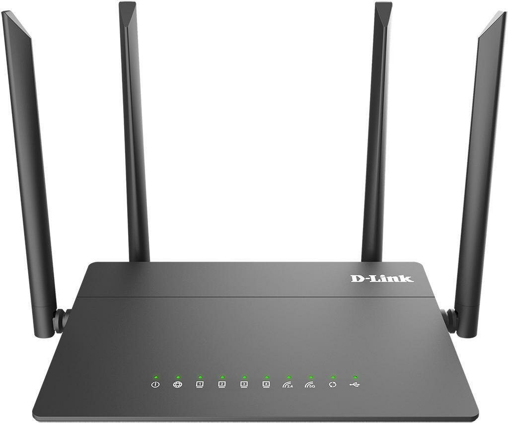 Беспроводной маршрутизатор D-Link DIR-815/RU/R4A, 802.11abgnac 867Mbps 2.4 ГГц 5 ГГц 4xLAN USB LAN черный