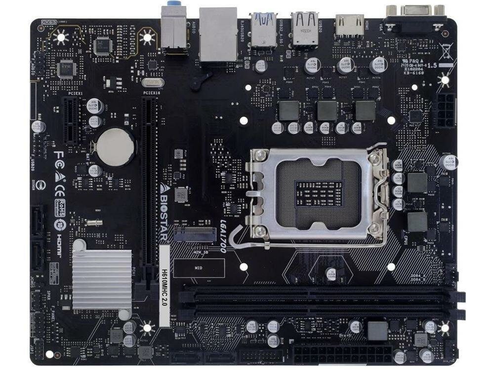 Материнская плата Biostar H610MHC 2.0 Soc-1700 Intel H610 2xDDR4 mATX AC`97 8ch(7.1) GbLAN RAID+VGA+HDMI