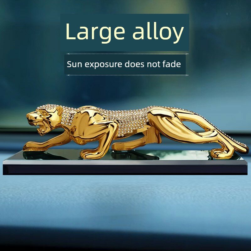 Большая статуэтка War Leopard для салона автомобиля с черной подставкой, 28x8x8 см для BMW, Tesla, Porsche