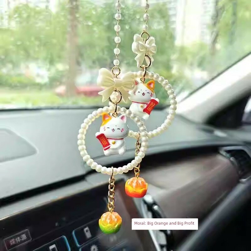 Удачный кот автомобильная подвеска с пятилепестковым цветком для приборной панели автомобиля