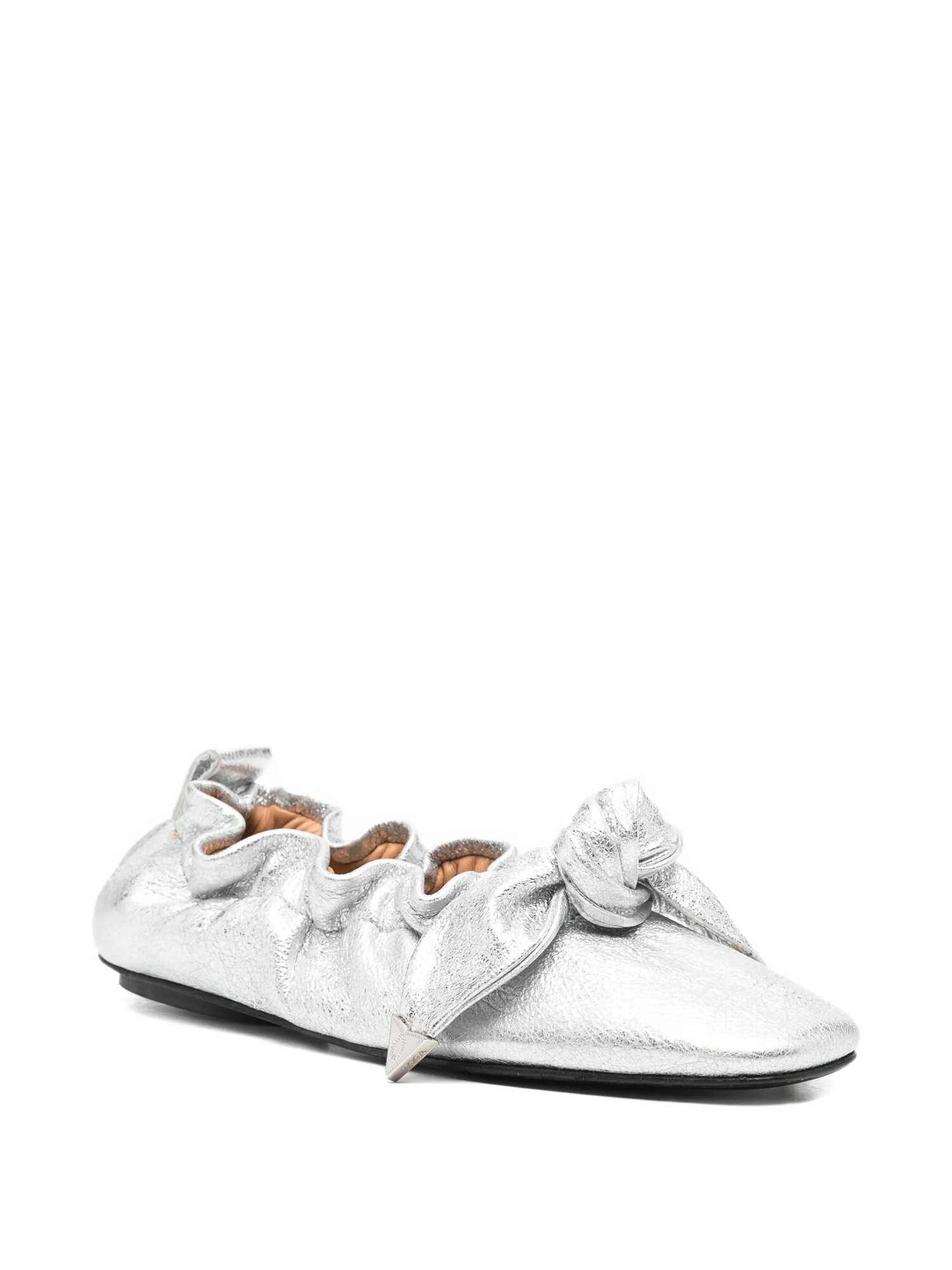 Балетки Toga Pulla Metallic cracked bow ballet flats, размер 39, серебристый/красный — фото 1