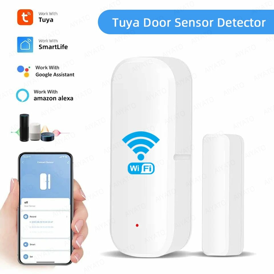 Датчик закрытия окон и дверей Wi-Fi Tuya, с дистанционным управлением через приложение Smart Home