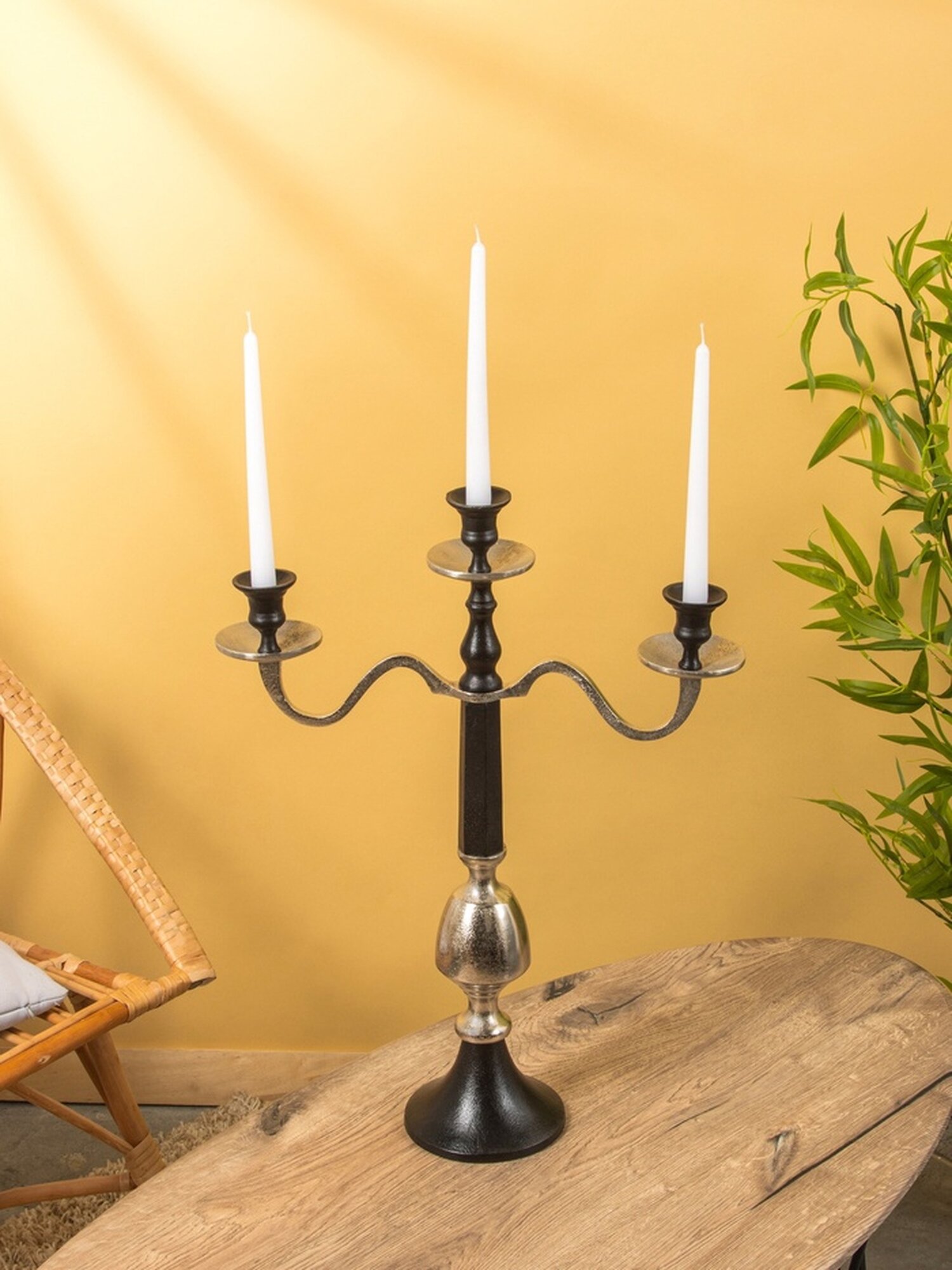 Подсвечник канделябр на 3 свечи "Тёмная Вуаль" алюминий 46х15х62 см