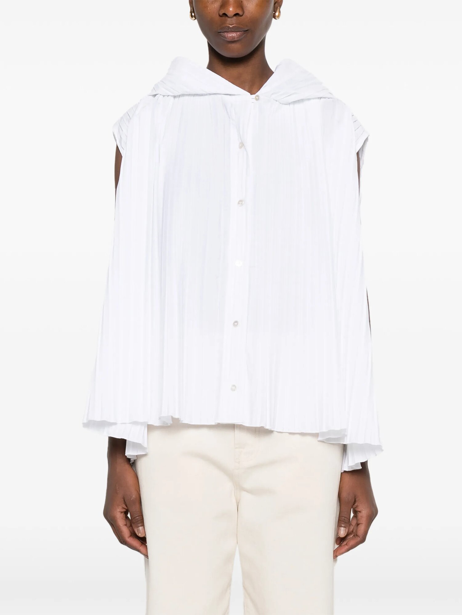 Блуза Barena Pleated blouse, размер 42, бежевый/белый — фото 1