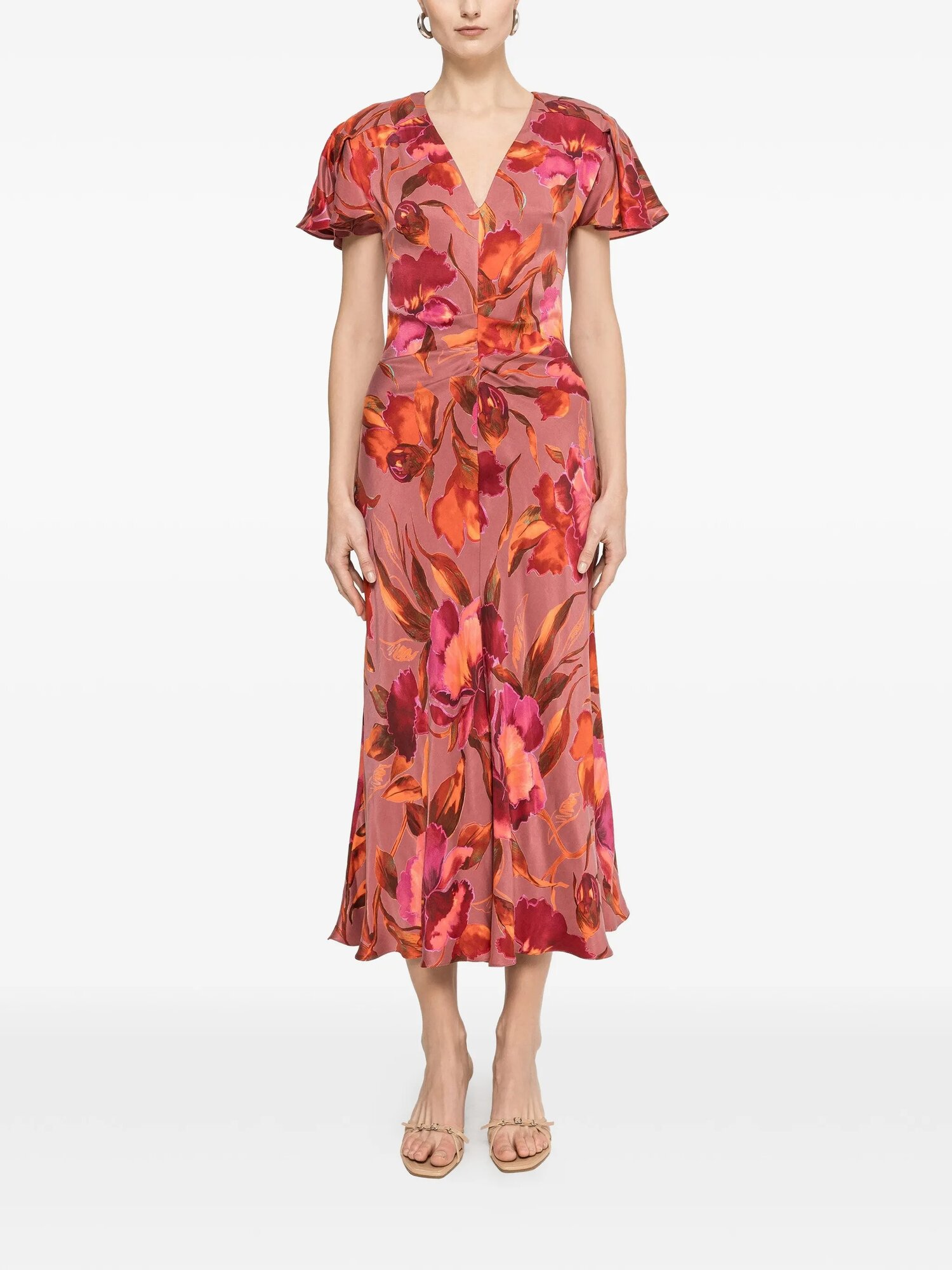 Платье Floral print midi dress
