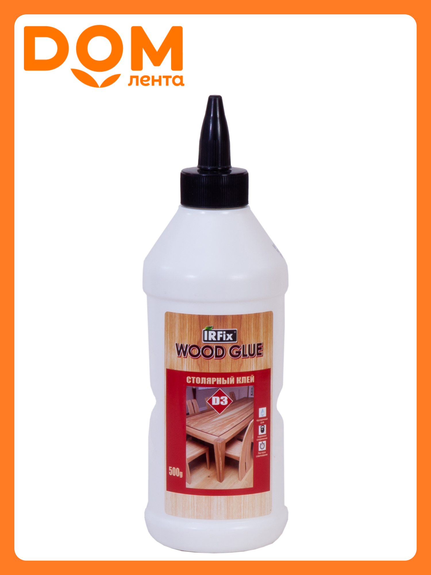 Столярный клей IRFIX WOODGLUE, 500мл, прозрачный, водостойкий
