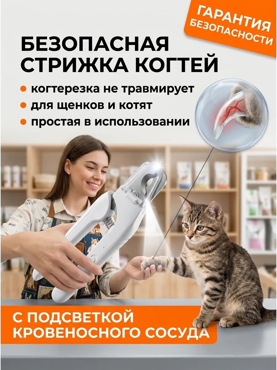 Когтерезка для кошек и собак с ограничителем для начинающих|