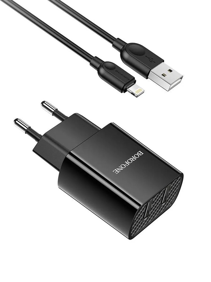 СЗУ Borofone BA53A Powerway 2USB 2.1A + Lightning 1M Black