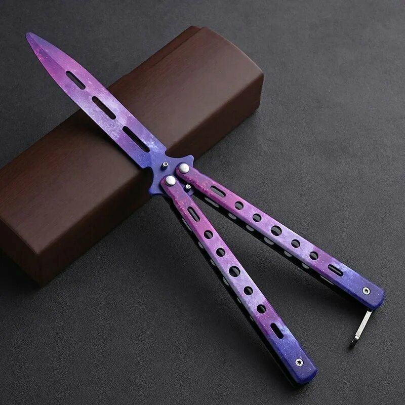 Нож бабочка металлический 22,5 см. Складной трюковый учебный, тренировочный для ребенка, подростка. В подарок мужу, другу, брату, мужчине на Новый год или день рождения