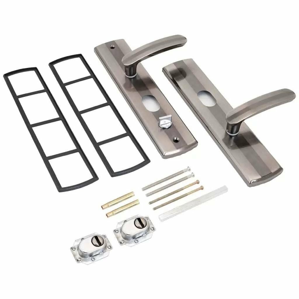 Ручка дверная Стандарт РН-СТ217-R правая для китайских металлических дверей, комплект из 2 штук, матовый никель, сталь