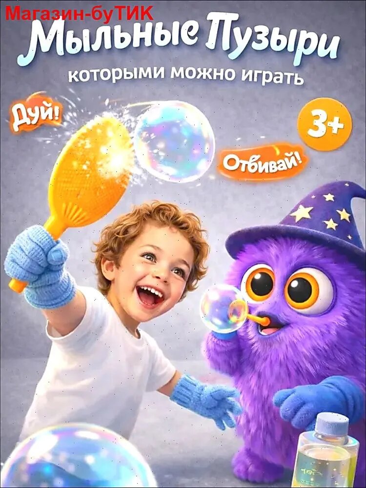 Набор мыльных пузырей с ракетками Waiting for you, 80 мл, 3+ лет
