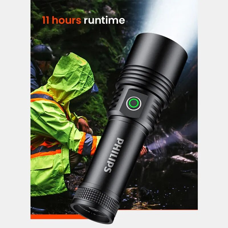 Philips Фонарь-прожектор Телескопический Zoom 1100 Люмен 10000mAh с Type-C — фото 1