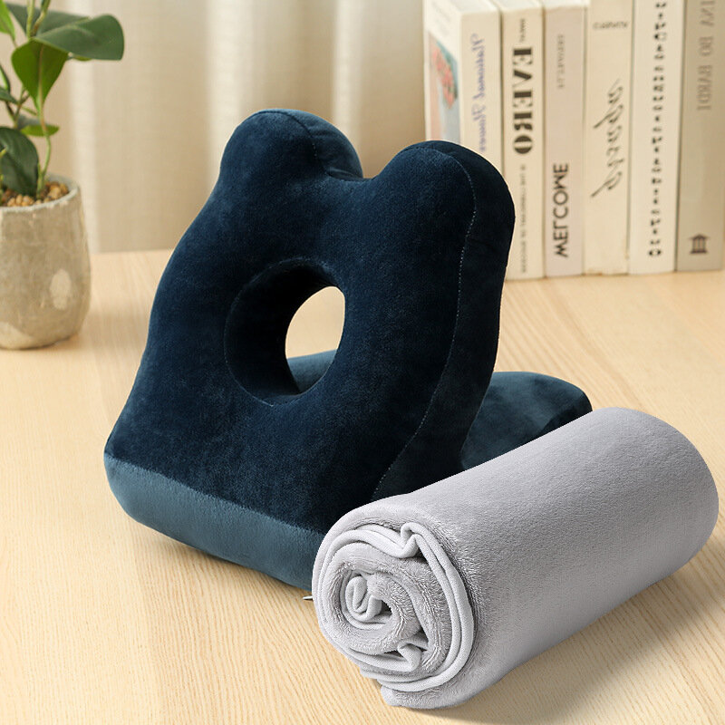 Office Nap Artifact Double-sided Nap Pillow Nap Pillow Sleeping Pillow Student Pillow Summer Sleeping Pillow(Royal blue blanket: 80x100cm)