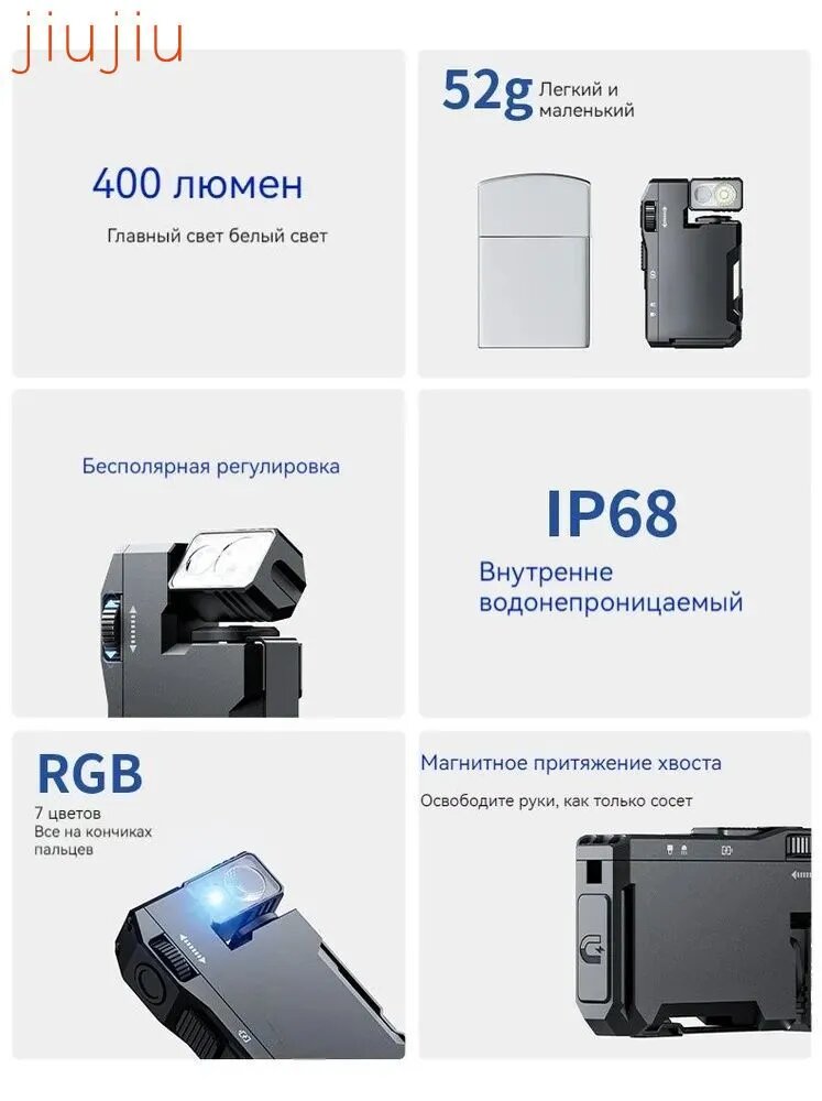 Многофункциональный портативный фонарь-прожектор G5 с RGB-лампами, поворотом головки на 180°, влагозащитой IP68, встроенным аккумулятором — фото 1