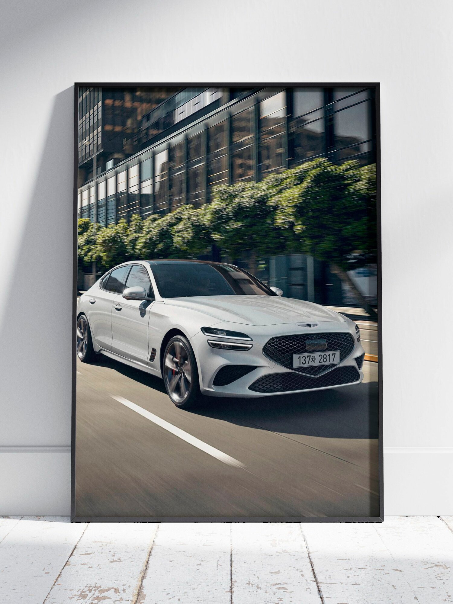 Плакат на стену для интерьера Авто и Мото (Дженесис G70 - Genesis G70 2) - Постер по транспорту формата A4 (21x30 см)