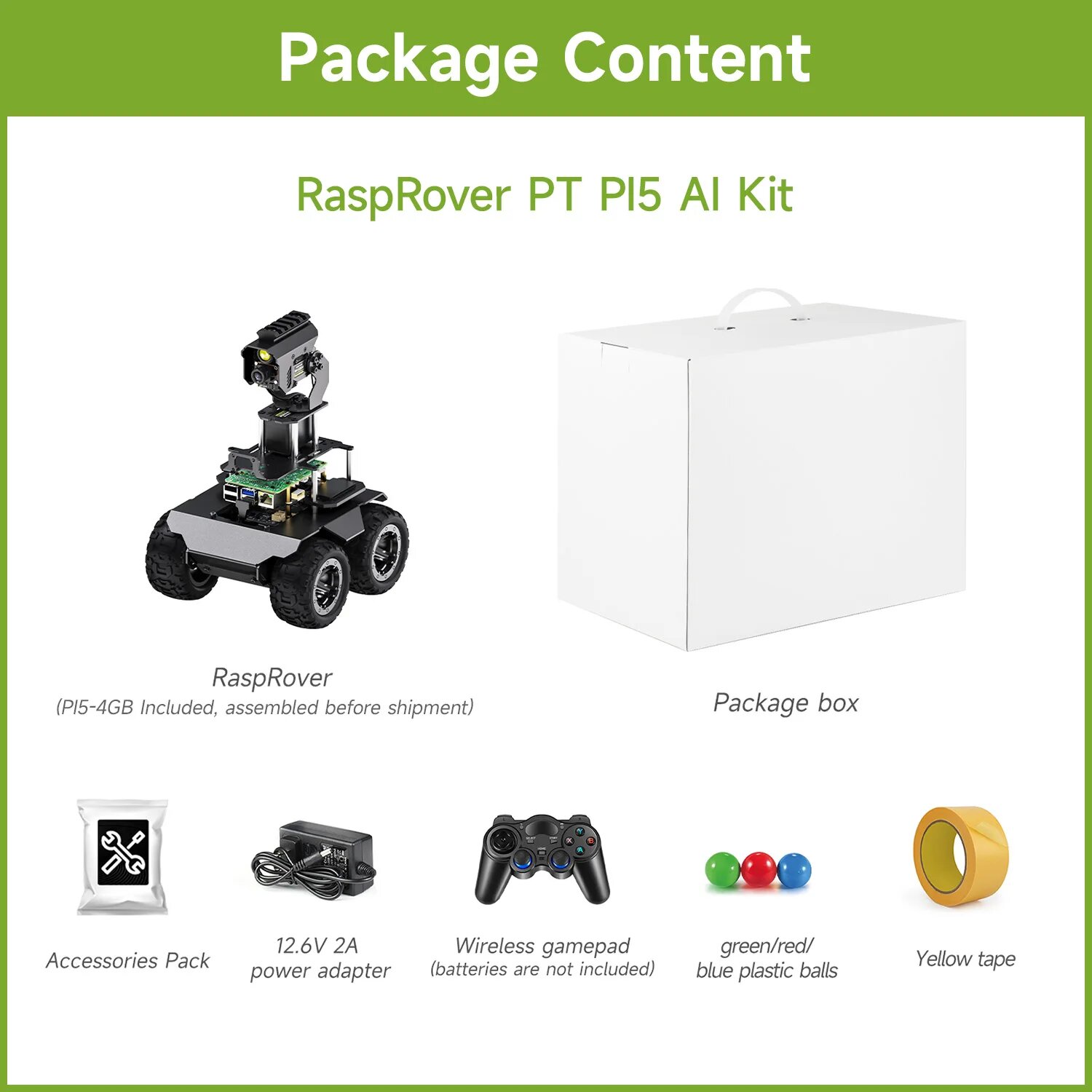 RaspRover PT PI5 AI Kit, Bundle 7, EU Power Supply
