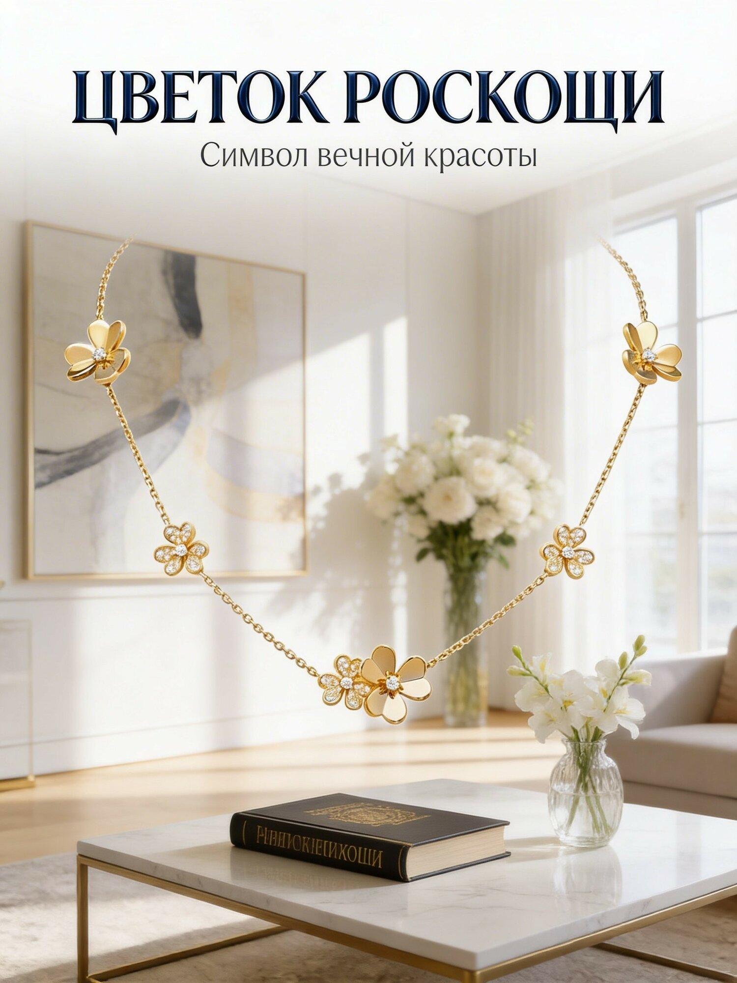 Van Cleef & Arpels подвеска Цветок Frivole, зеркально отполированное 18-каратное золото и бриллианты, парижская элегантность и легкость