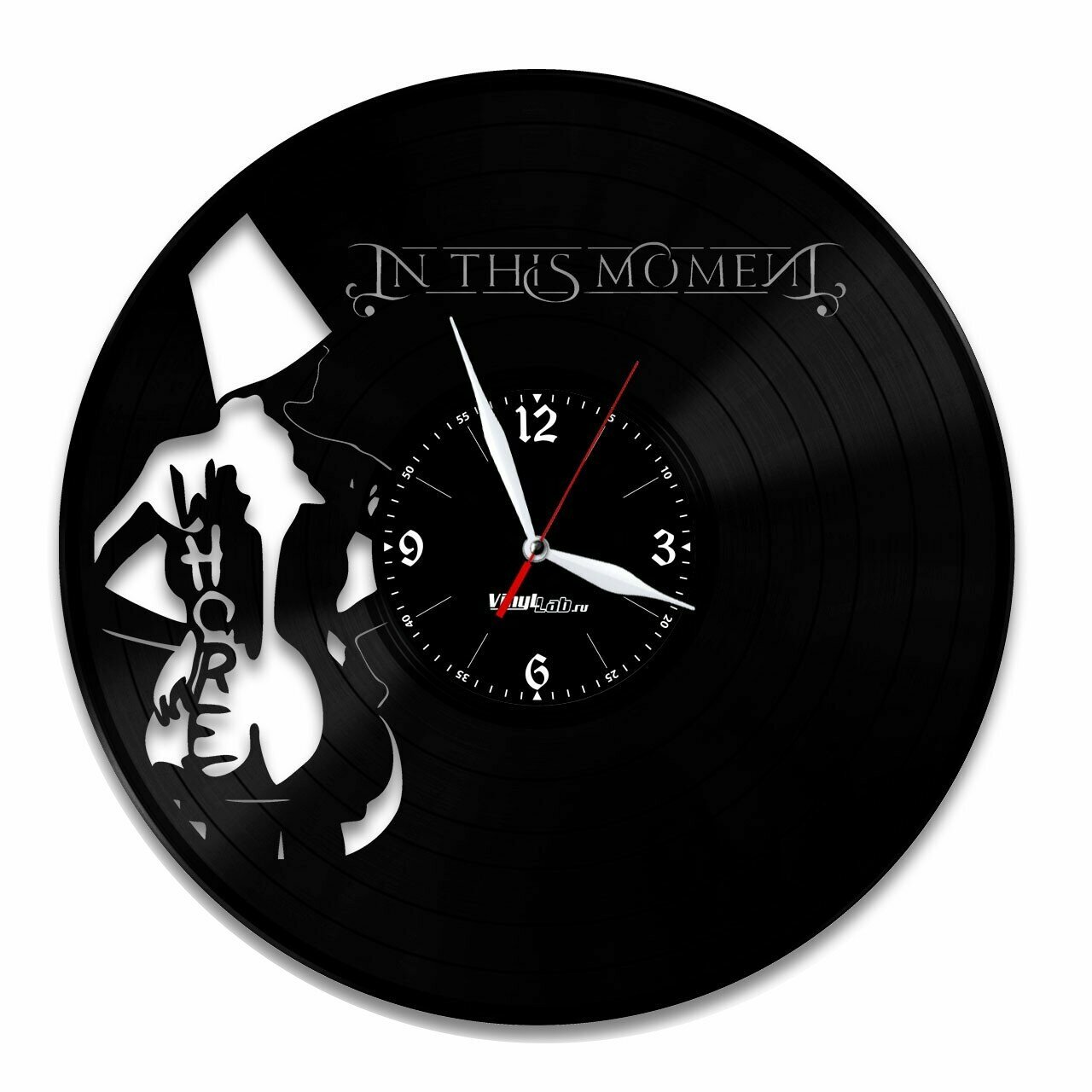 Часы из виниловой пластинки (c) VinylLab In This Moment, диаметр 30 см