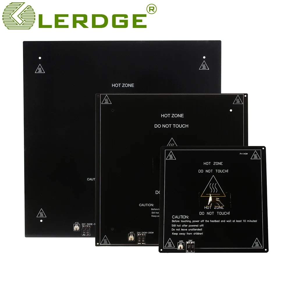 LERDGE Подгреваемая плита Hotbed MK2A 220x310 мм 24V with 2M Cable, 180x180x3mm