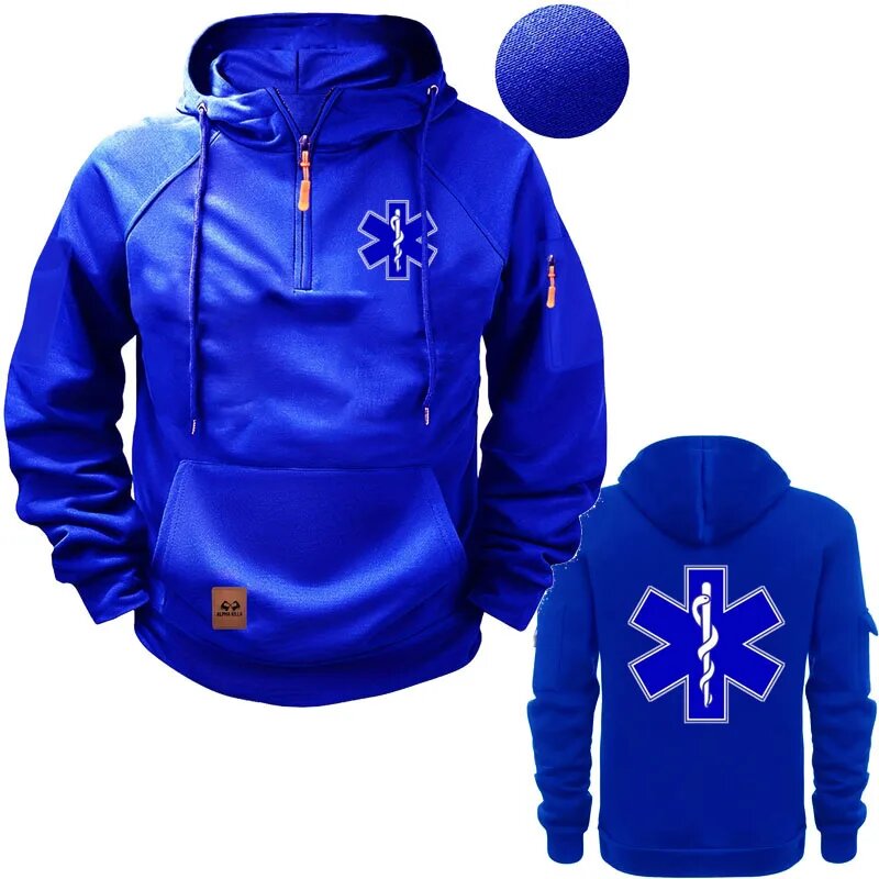 Мужская толстовка синяя EMT Emergency с капюшоном
