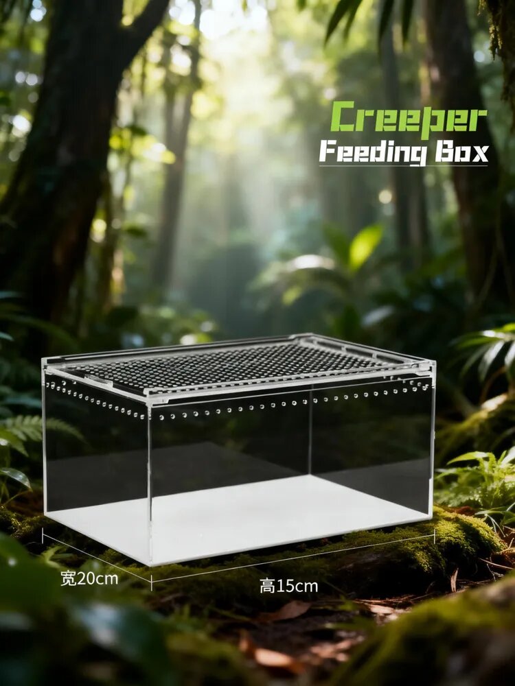 Прозрачный акриловый террариум панорамный 360 для рептилий и насекомых (змей, пауков, ящериц). Безопасный, со сдвижной дверцей.