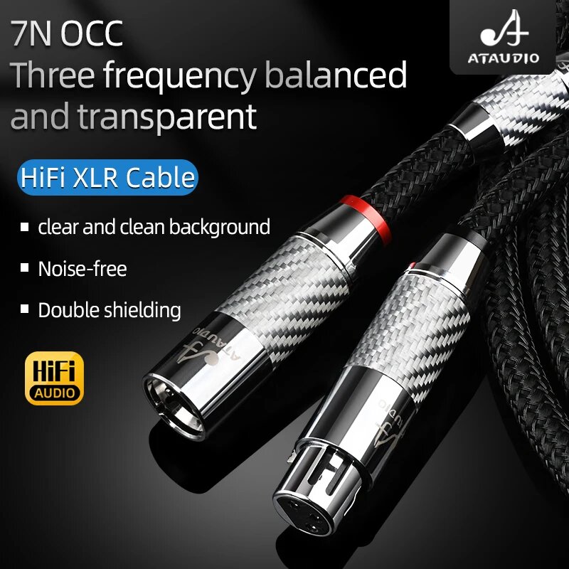 ATAUDIO XLR кабель 1м, Черный — фото 1