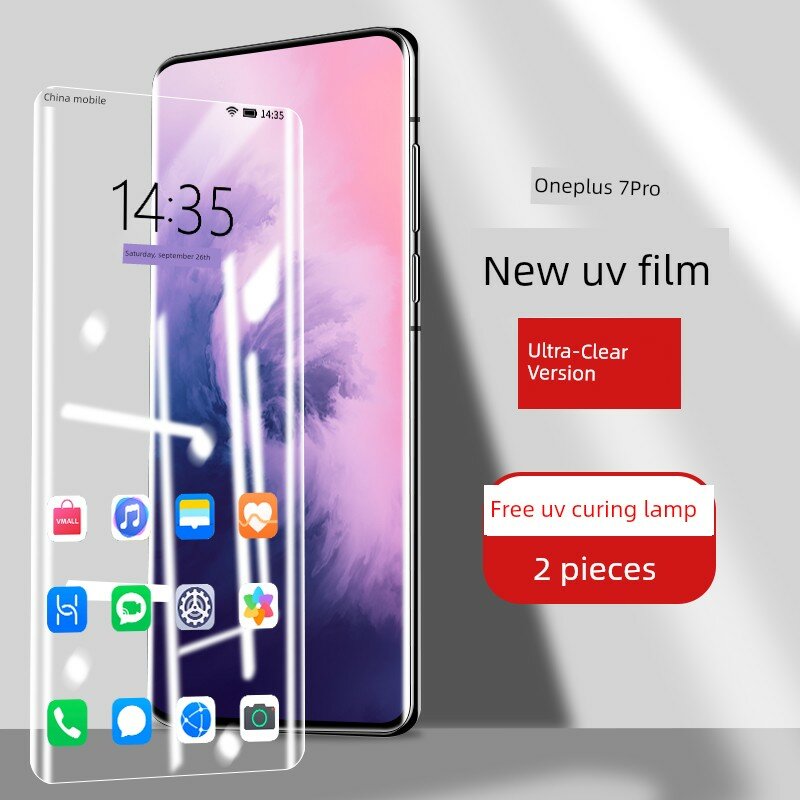 Защитное стекло для OnePlus 7 Pro с UV-клеем, прозрачное, полное покрытие, 2 шт, антицарапинное и противопылевое