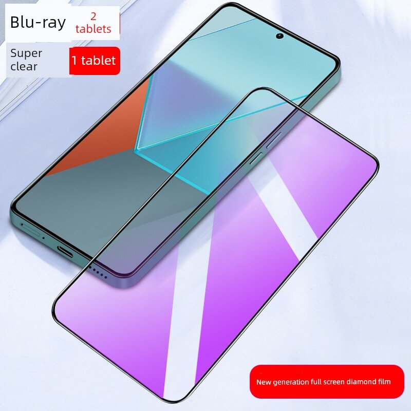 Защитная пленка из закаленного стекла для Redmi Note 13, ультра-прозрачный и защита от синего света, комплект 1+2 штук