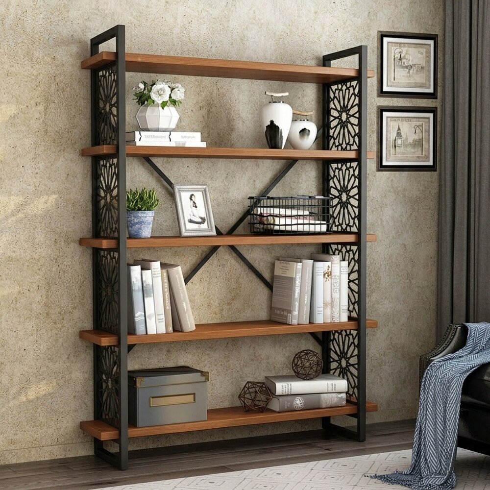 Стеллаж Русский Кузнец Лофт, открытый, металл/дерево, 130см x 36см x 180см