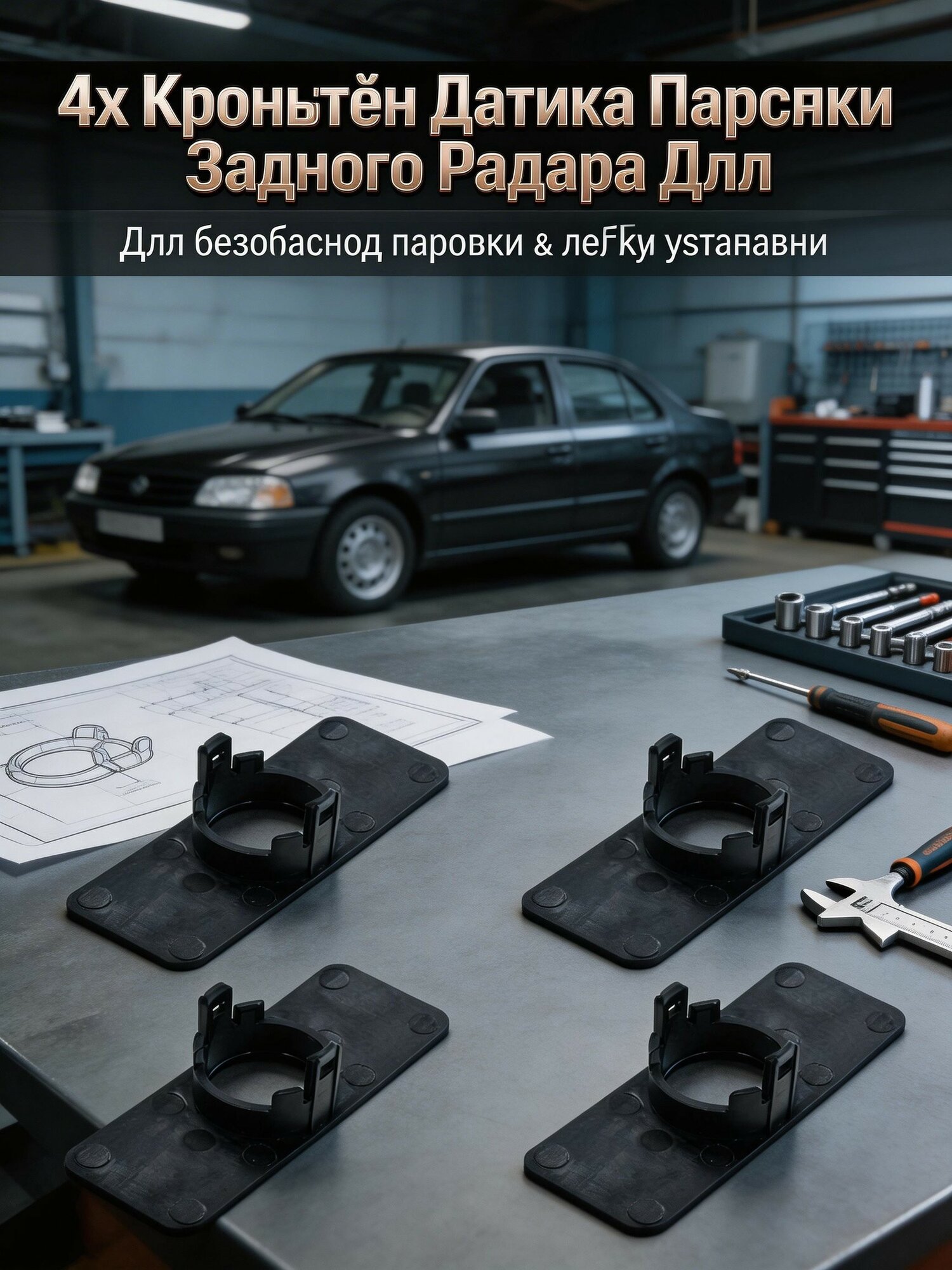 Кронштейн датчика парковки заднего радара, набор 4 шт из АБС-пластика черный для замены креплений