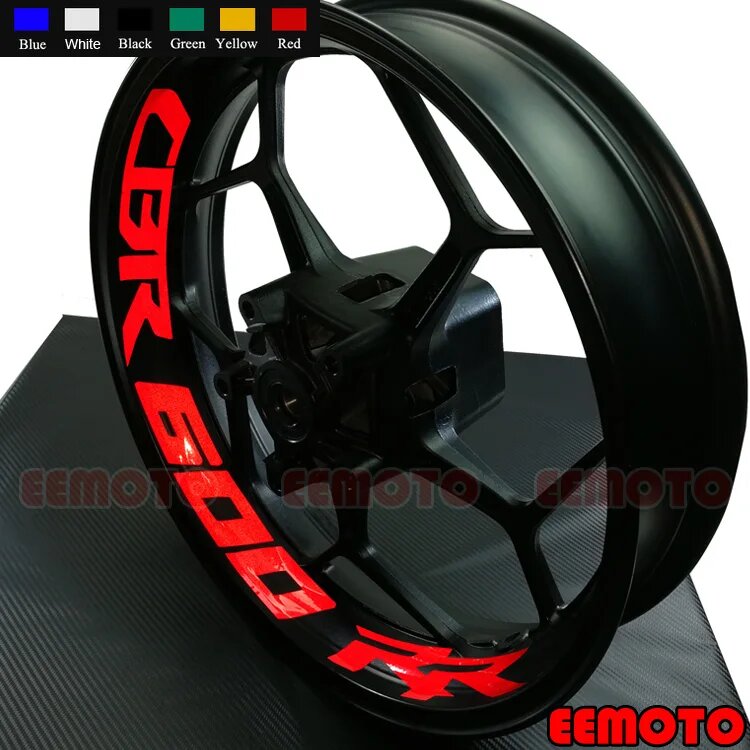 Светоотражающие наклейки CBR 600RR Red на обод мотоцикла, 4 шт.