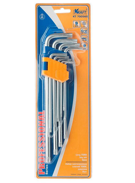 Набор ключей KRAFT TORX длинных Т10 50 9 предметов