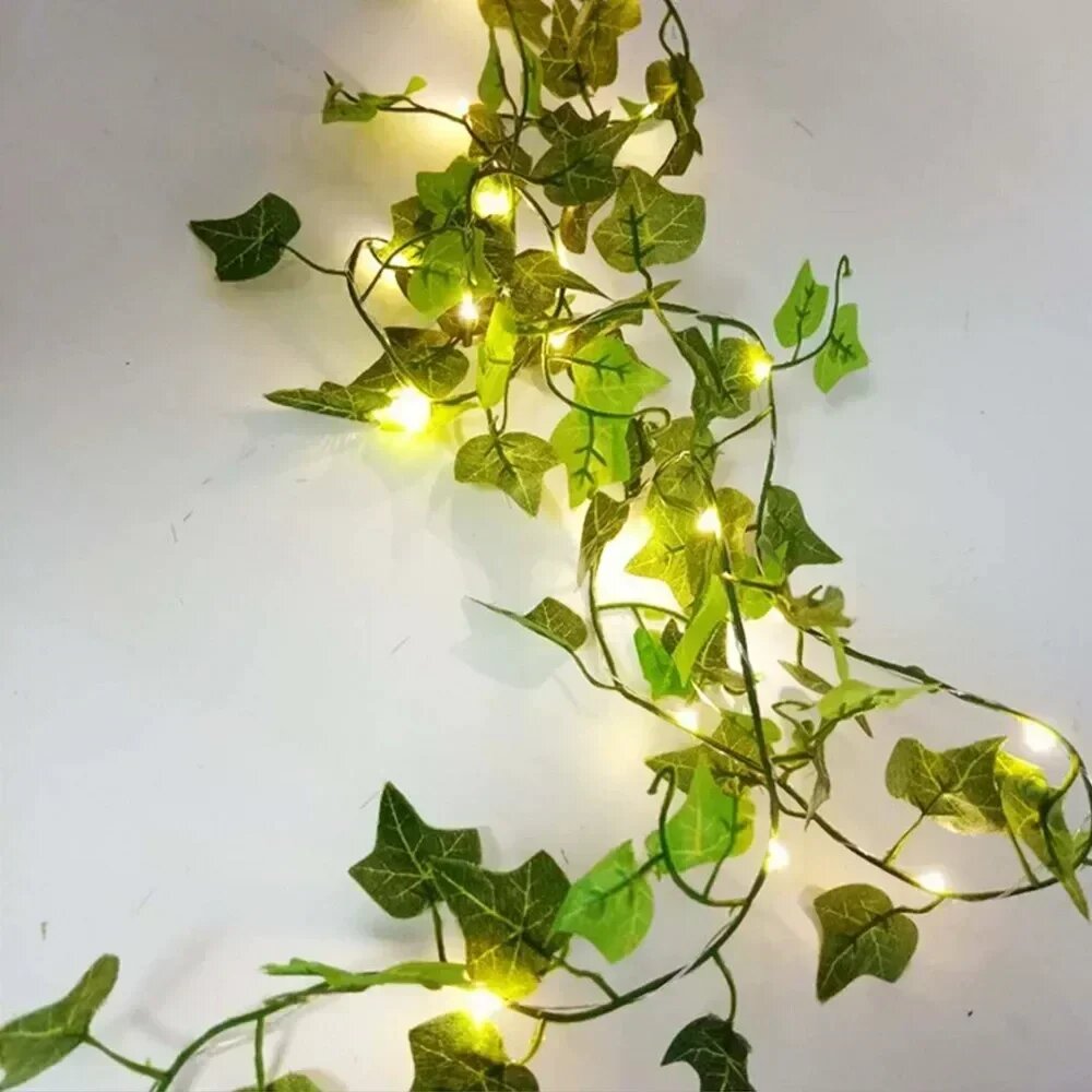 LED гирлянда с искусственными листьями и цветами 5М/2М Зеленый, 5-Twocolor lvy vine, 5M 50LEDs